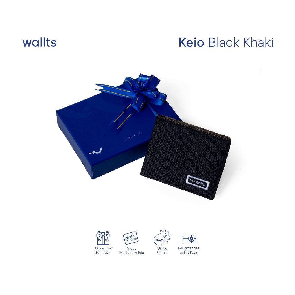 Jual Wallts Keio Black Khaki - Dompet Lipat Kanvas Bifold Anti Air Pria | Shopee Indonesia