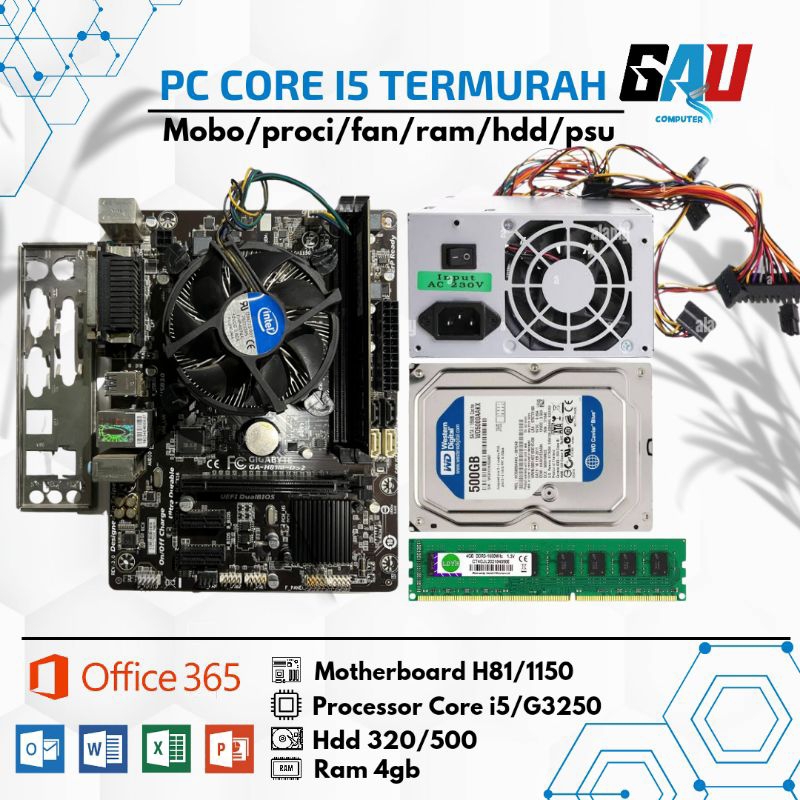 Jual PC CPU KOMPUTER TERMURAH MOTHERBOARD H81+PROCI CORE I5/SERI G+HDD ...