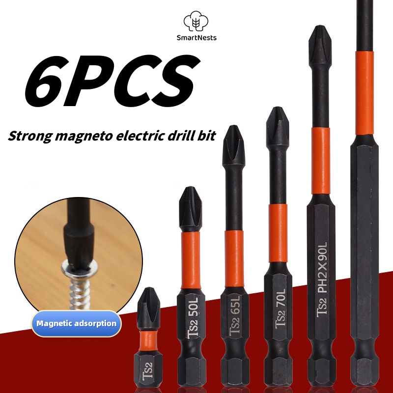 Jual 6pcs Mata bor Obeng Magnetik Set kepala mata obeng set Baja 1/4 ...