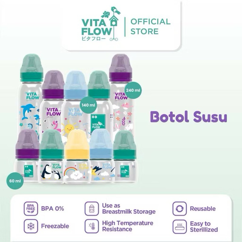 Jual Vita Flow Bottle susu PP 140ml / botol susu | Shopee Indonesia
