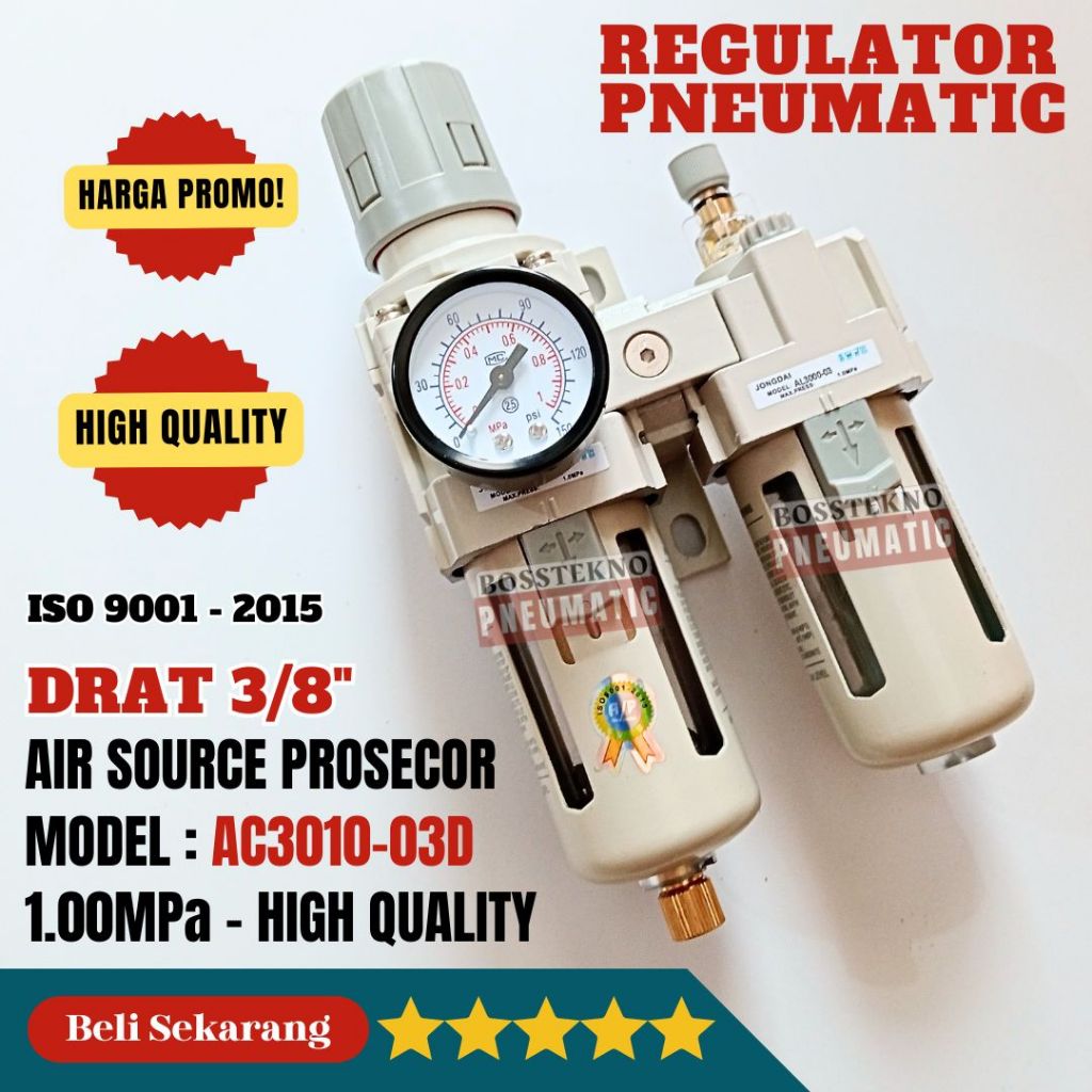 Jual air filter regulator kompresor AC3010-03D AC4010-04D AC2010-02D 2 TABUNG HIGH QUALITY ISO ...