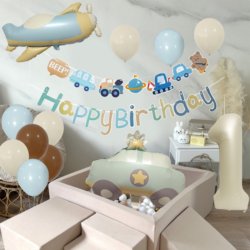 Jual Paket Balon Banner Car Ulang Tahun Ultah Tema Mobil Pesawat Theme ...