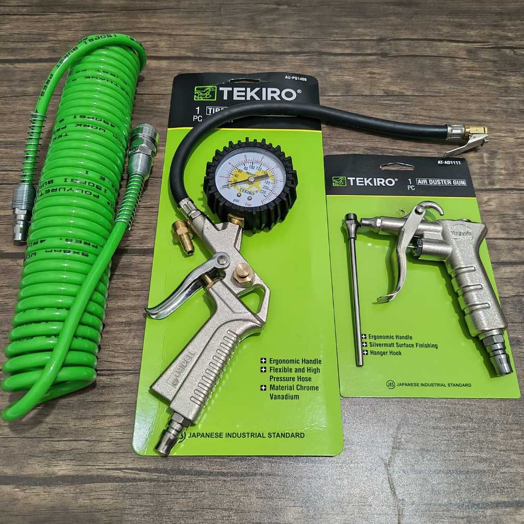 Jual Paket Peralatan Kompresor Tekiro Selang Spiral 6 Meter + Air Chuck ...