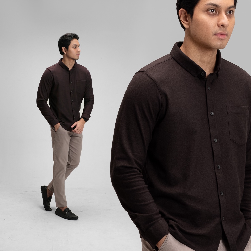 Jual KODE E88A CUTOFF Kane Kemeja Kerah Pique Pria Panjang | Shopee Indonesia