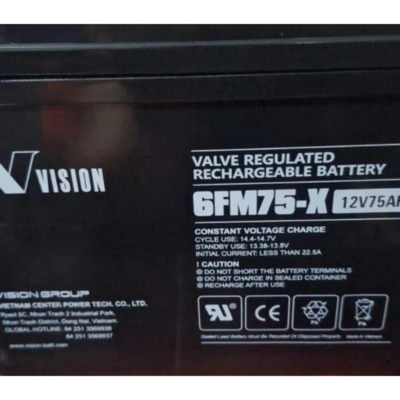 Jual BATTERY VRLA 12v75AH VISION BEST PERFORMANCE | Shopee Indonesia