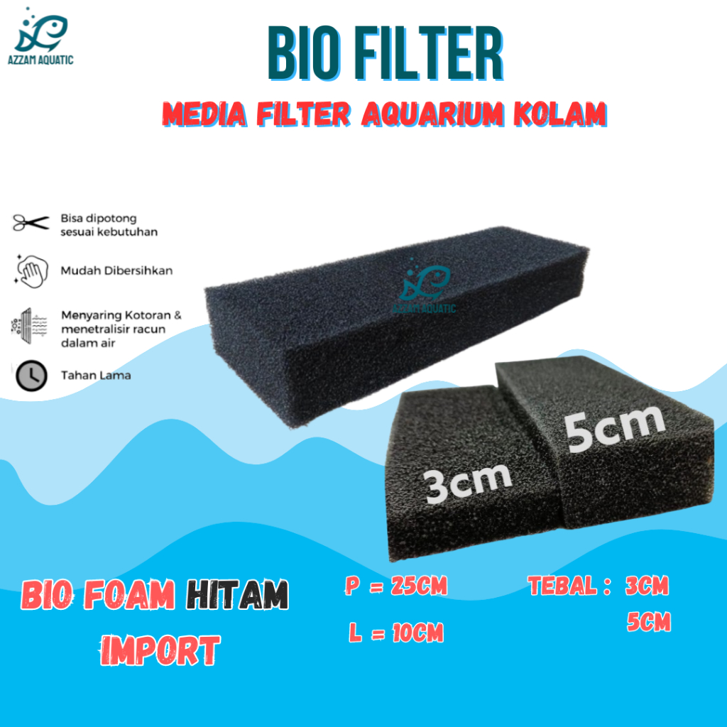 Jual FILTER BUSA BIOFOAM BIO FOAM 25 CM X 10CM X 3CM DAN 5 CM FILTER ...