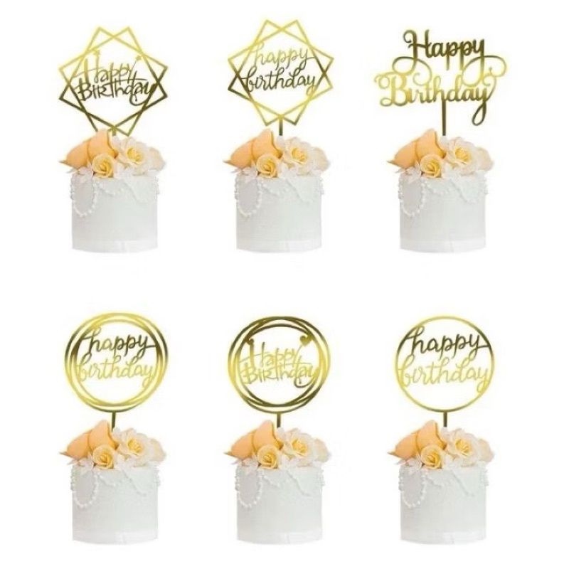 Jual Cake Topper Akrilik Happy Birthday Warna Gold Hiasan Kue Ulang Tahun | Shopee Indonesia
