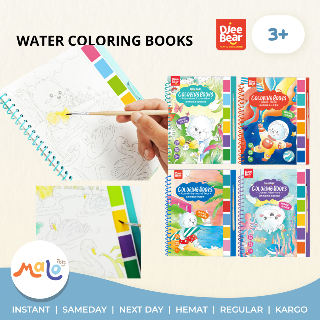 Jual MALOTOYS - DJEE BEAR Watercolor Painting Kit Coloring Paint Water ...