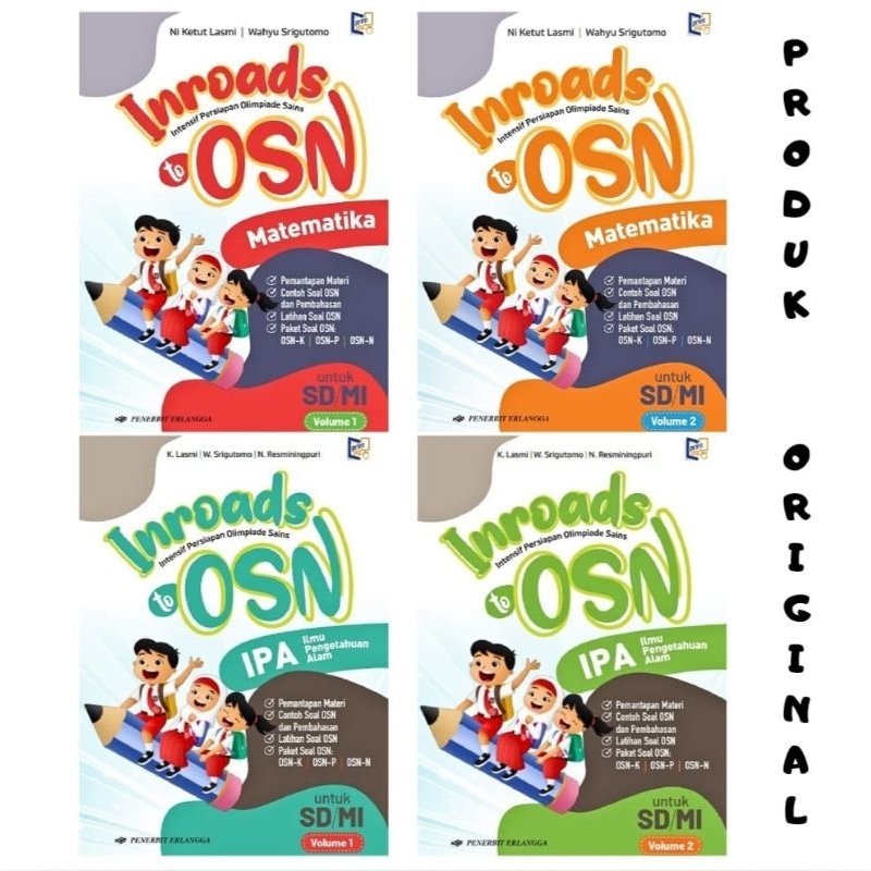 Jual BUKU INROADS TO OSN MATEMATIKA IPA SD/MI PENERBIT ERLANGGA VOLUME 1 2 - BUKU SOAL | Shopee ...