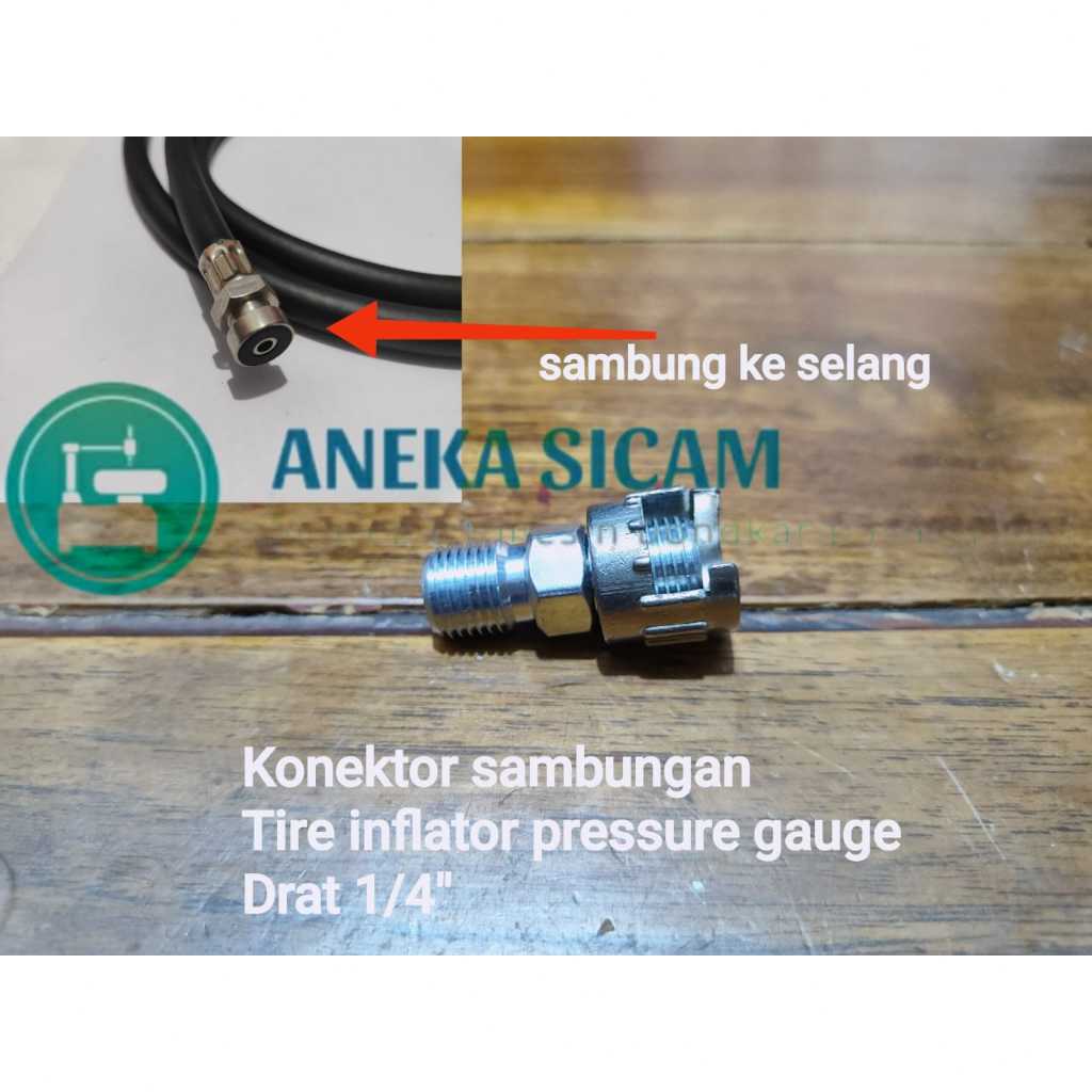 Jual Konektor sambungan tire inflator pressure gauge drat 1/4 ...