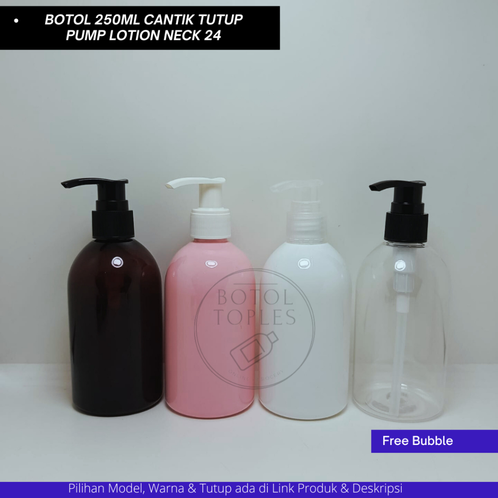 Jual Botol 250ml Cantik Warna Tutup Pump Lotion Neck 24 | Shopee Indonesia