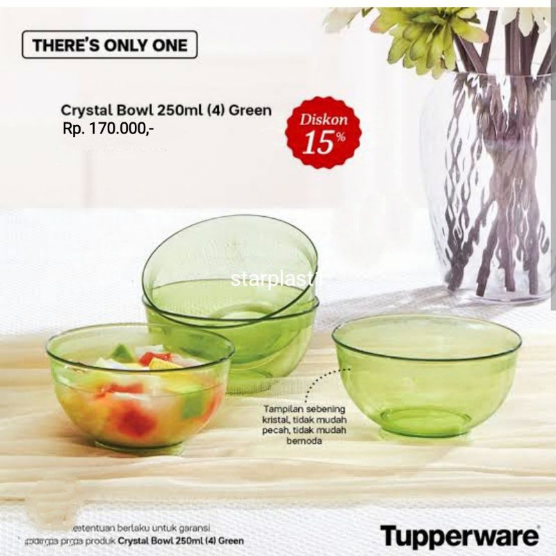 Jual Crystal bowl Tupperware set ( 4pcs ) Warna hijau | Shopee Indonesia