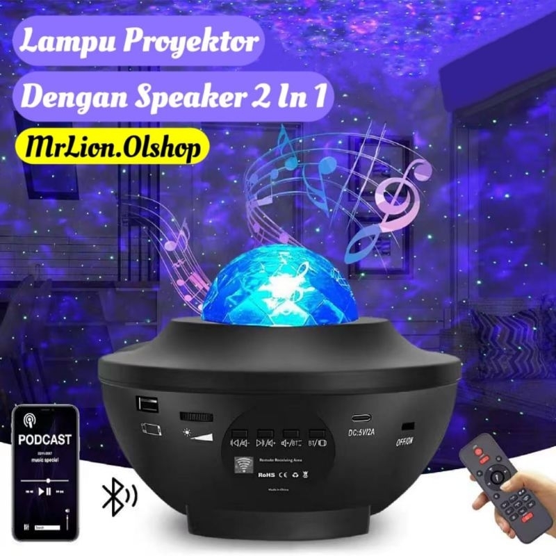 Jual Lampu Speaker Bluetooth LED Proyektor Music Sync malam Tidur⭐ ...