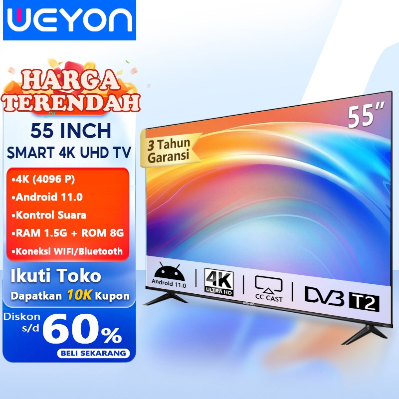Jual Weyon Smart TV Android 55 inch 43 inch Smart TV Android 12.0 Smart tv digital 43 inch 55 ...