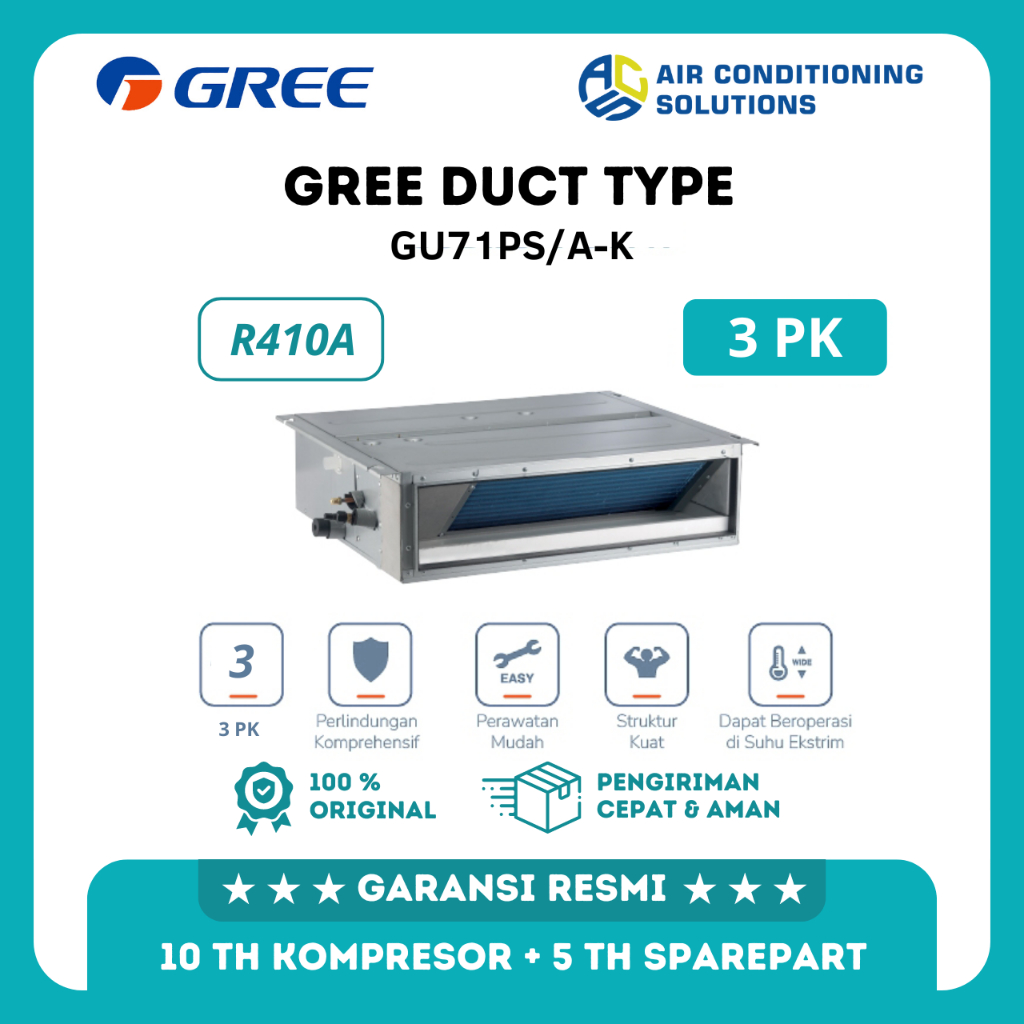 Jual GREE Duct Type 3 PK GU71PS/A-K AC SPLIT DUCT STANDARD 1 Phase ...