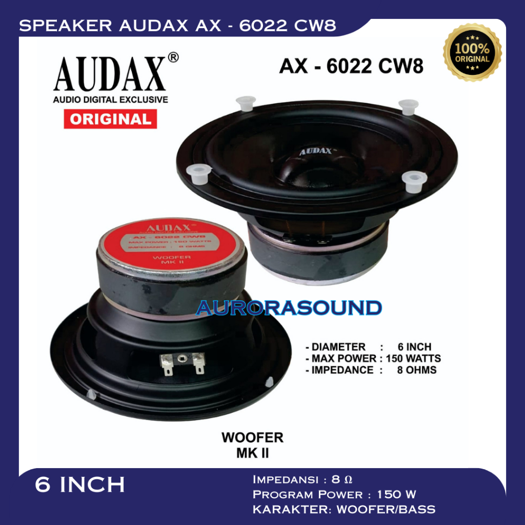 Jual SPEAKER AUDAX AX 6022 CW8 WOOFER 6 INCH SPEAKER AUDAX AX 6022 150W ...