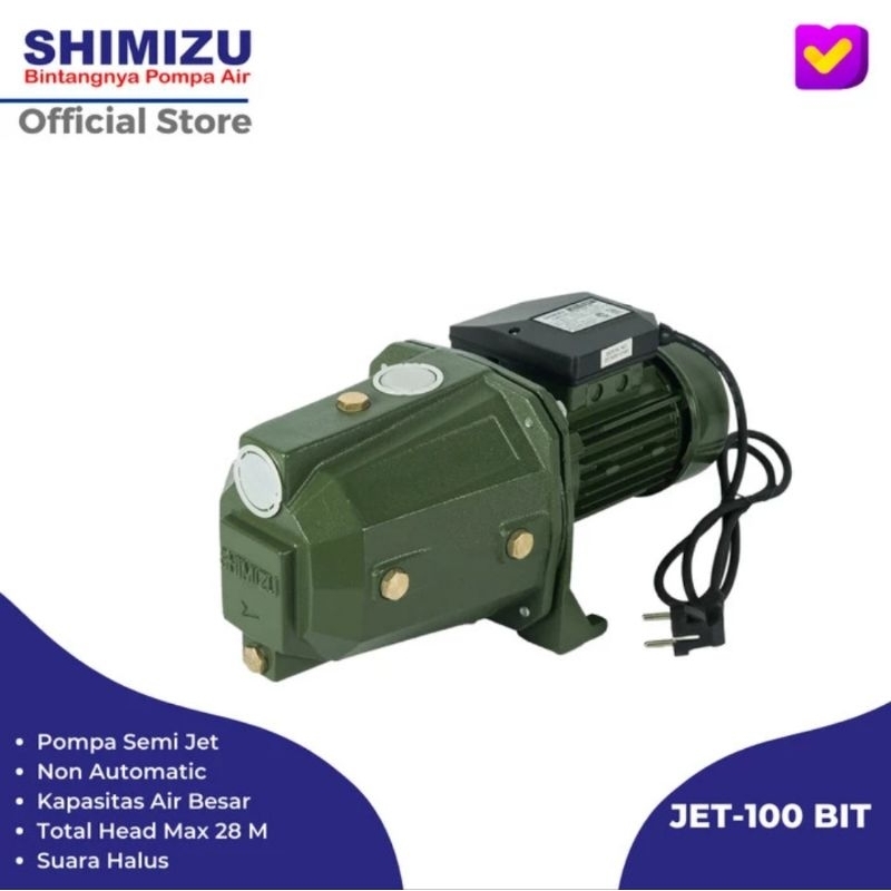 Jual SHIMIZU POMPA AIR SUMUR DANGKAL NON OTOMATIS SEMI JET PUMP JET-100BIT | Shopee Indonesia