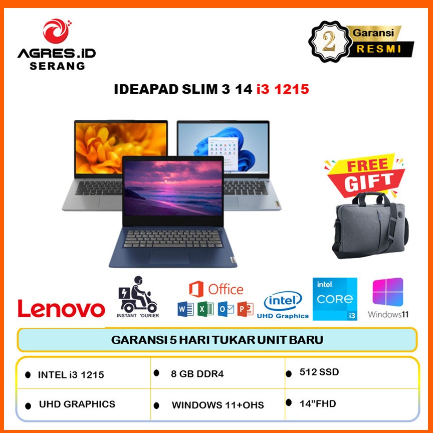 Jual Lenovo Ideapad Slim 3 14 intel core i3 1215 8GB 512ssd Windows 11 ...
