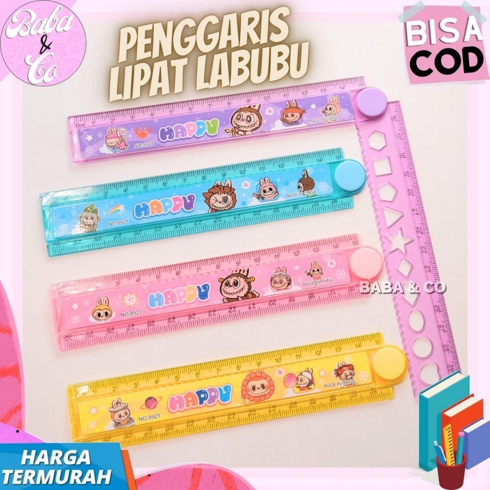 Jual PENGGARIS LIPAT LABUBU PENGGARIS 30cm LIPAT LABUBU LUCU UNIK RULER ...