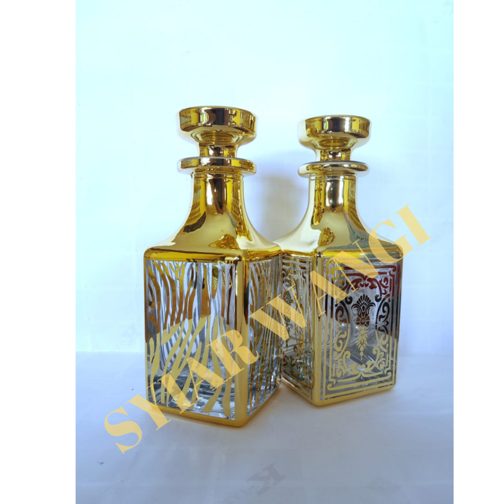 Jual botol display JIN MOTIF GOLD KACA 150 ML | Shopee Indonesia