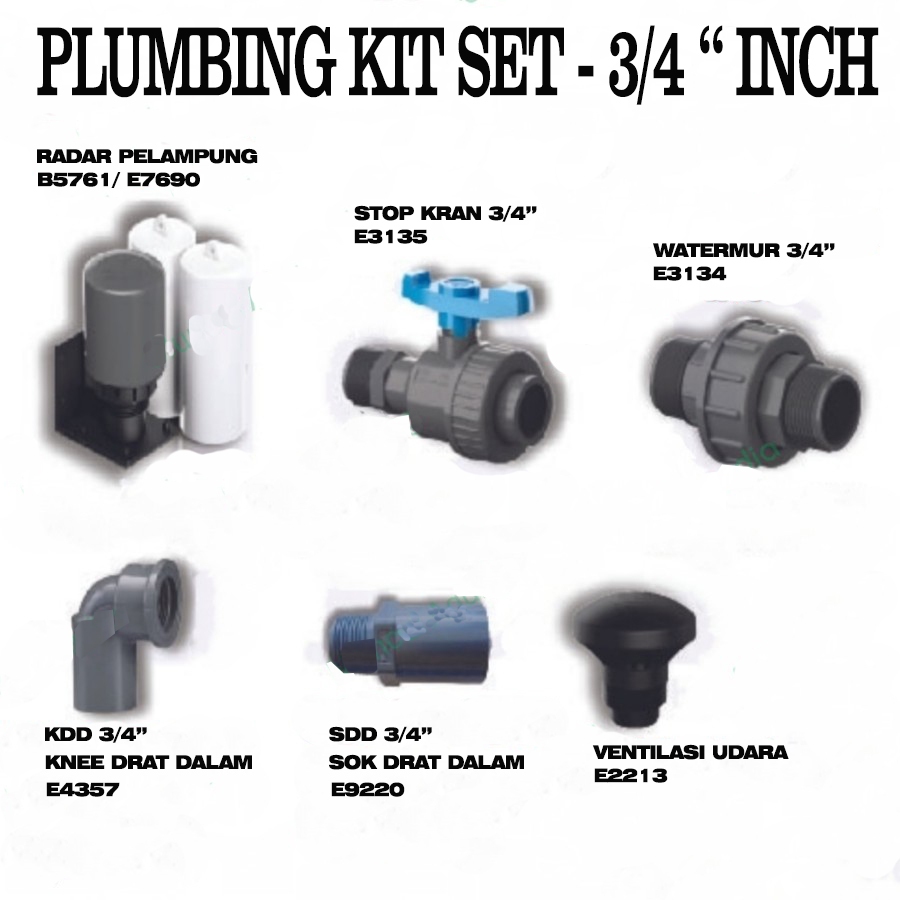 Jual PLUMBING KIT 3/4" PERLENGKAPAN PEMASANGAN TOREN AIR | Shopee Indonesia