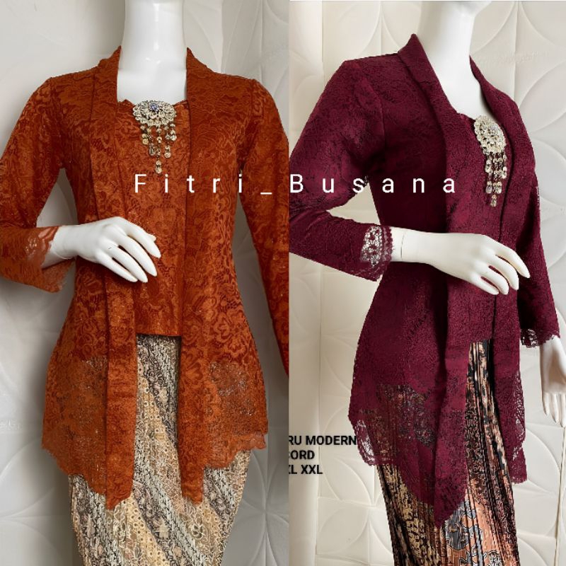 Jual Setelan Kebaya Kutubaru Brokat Atasan Kebaya Modern Baju Kondangan Wisuda Nikahan Lengan ...