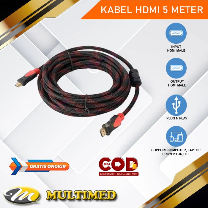 Jual Kabel HDMI TO HDMI Panjang 5 meter | Shopee Indonesia