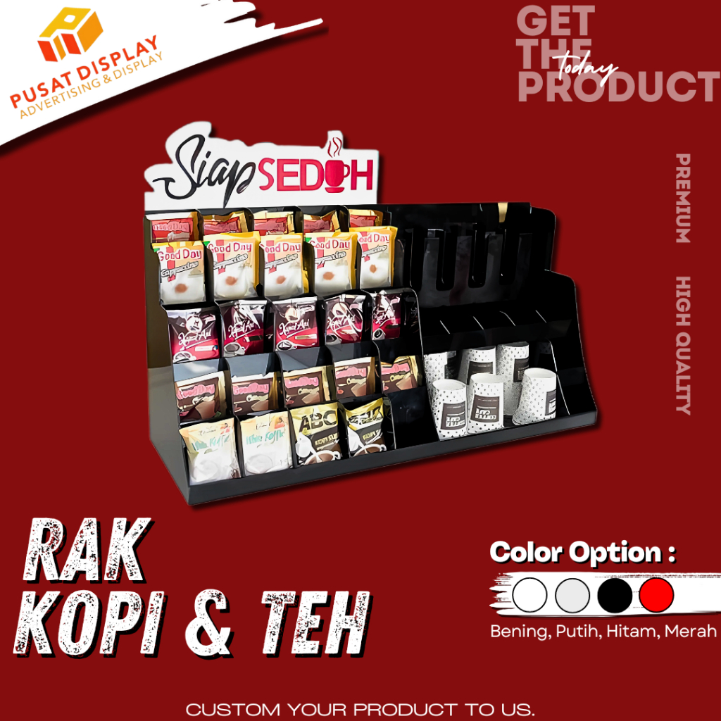 Jual Rak Kopi Akrilik Besar | Rak Kopi Sachet | Rak Cup Kopi | UK 79.5 ...