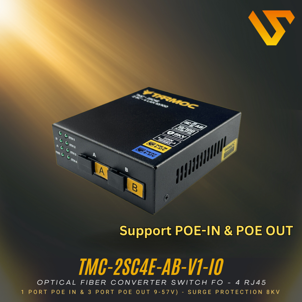 Jual Tarmoc TMC-2SC4E-AB-V1-IO | Media Converter Switch 2FO 4LAN / 2 FO 4 LAN 10/100Mbps POE IN ...
