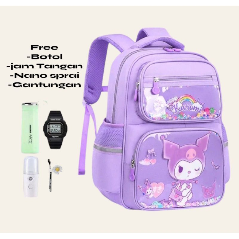 Jual Banyak Bonusnya Tas Ransel Backpack Sekolah Anak SD SMP Motif Kuromi | Shopee Indonesia