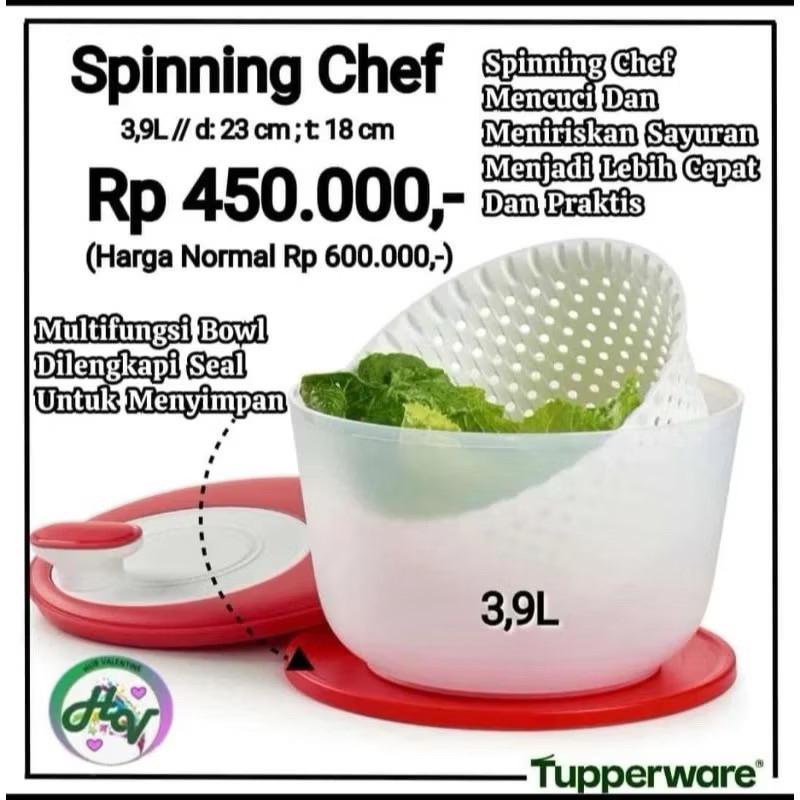 Jual alat peniris sayuran spining chef tupperware | Shopee Indonesia