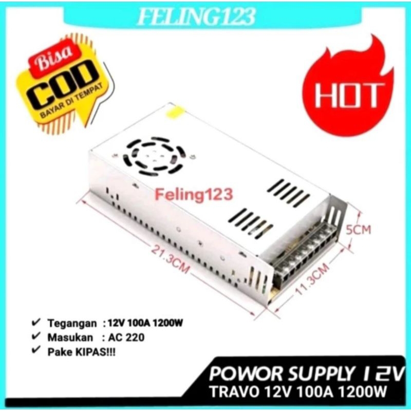 Jual New Adaptor Travo Power Supply 12V 100A PSU 12 Volt 100 Amper High ...