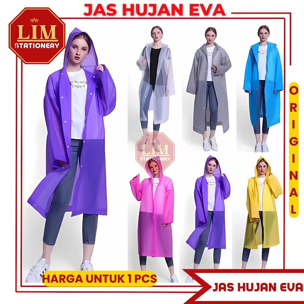 Jual Jas Hujan Ponco Terusan Mantel Kancing Eva Tebal Transparan Waterproof | Shopee Indonesia
