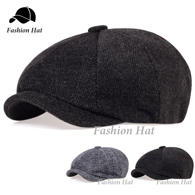 Jual Topi Retro Octagonal Wild Hat Topi Tukang Koran Lnggris Painter ...