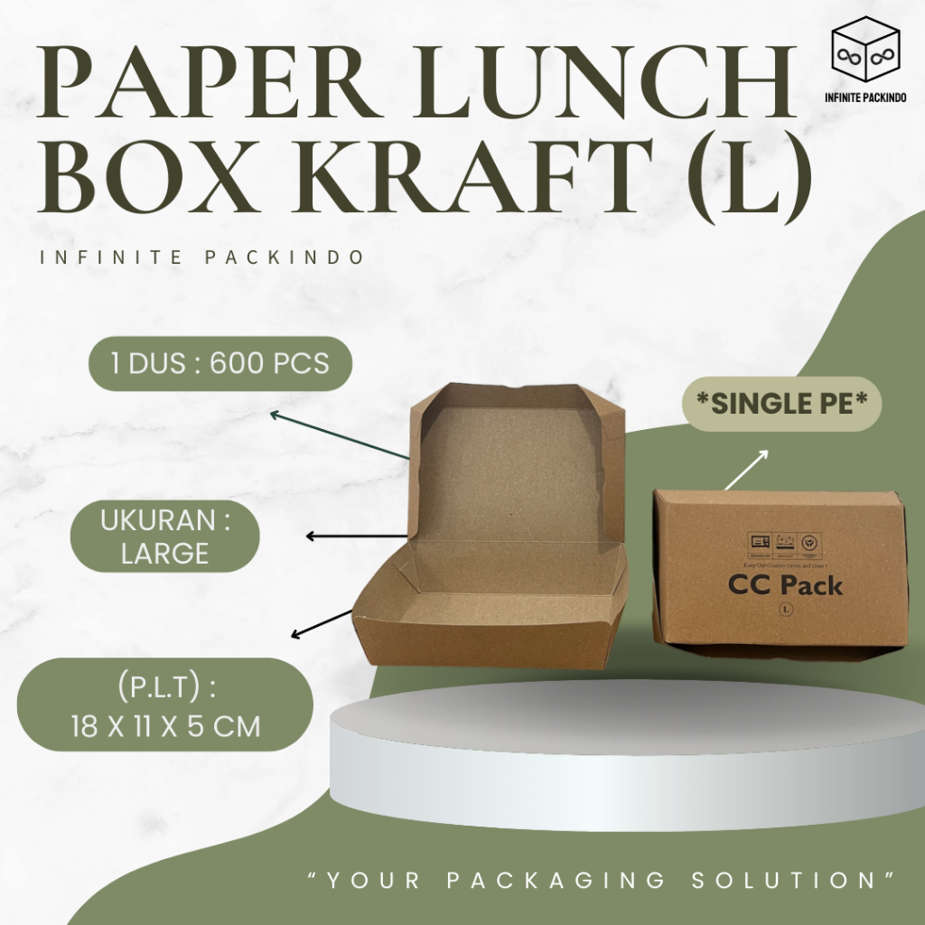 Jual (ISI 50 PCS) Paper Lunch Box Kraft Ukuran Large / Kotak Makan ...