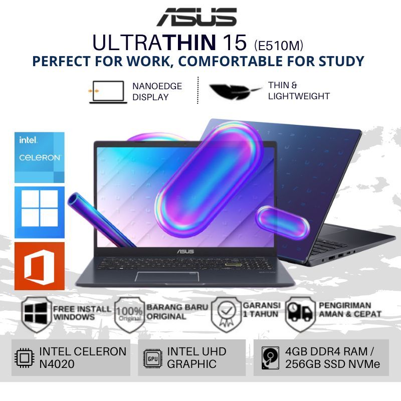 Jual Laptop Multitasking Asus Vivobook 15 E510MA Celeron N4020 4Gb ...