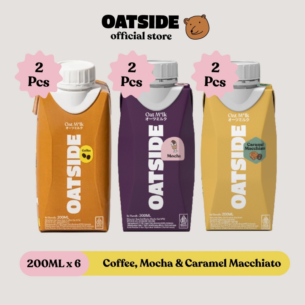Jual OATSIDE Mini Cap Mix Coffee, Mocha & Caramel Macchiato 200ml (6pcs ...