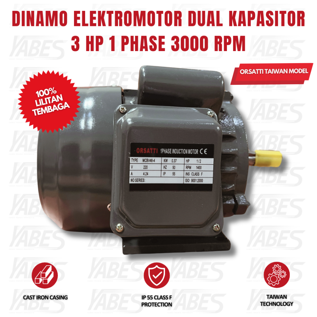 Jual ORSATTI Dinamo Electro Motor 3 HP 3000 RPM Single Phase Model ...