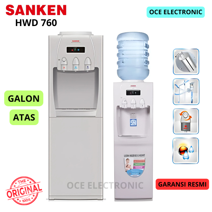 Jual DISPENSER SANKEN HWD-760 LOW WATT 170W GALON ATAS | Shopee Indonesia