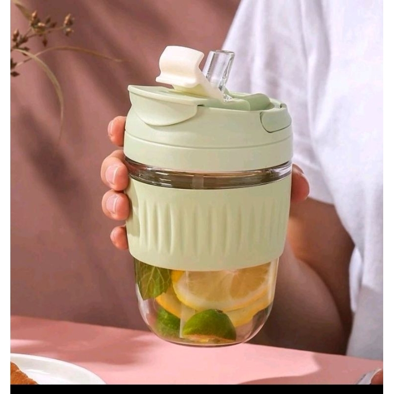 Jual B ( B147 ) BOTOL / GELAS KACA GRIP AESTHETIC WARNA / 300 ML ANTI ...