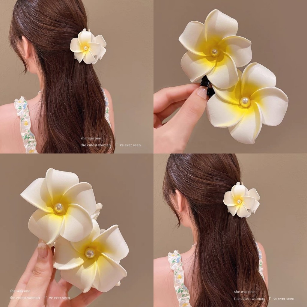 Jual COD⭐Jepit Rambut Bunga Telur Imitasi Gaya Hawaii Jepit Rambut ...