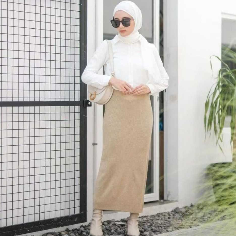Jual ROK SPAN RAJUT PREMIUM / ROK PANJANG WANITA | Shopee Indonesia