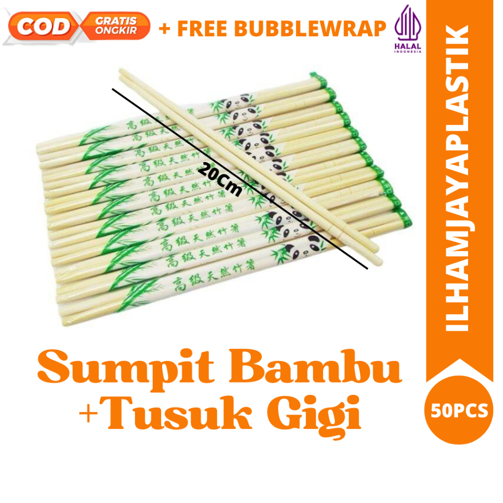 Jual [50 PCS] Sumpit Bambu Panda Set Tusuk Gigi / sumpit + tusuk gigi ...