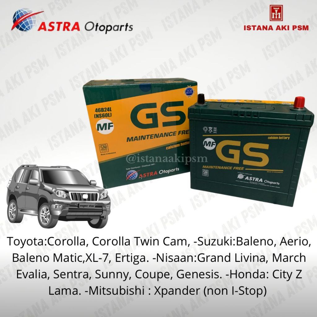 Jual Aki Mobil GS Astra MF NS60L / 46B24L - Aki Kering Original Astra Otoparts | Shopee Indonesia
