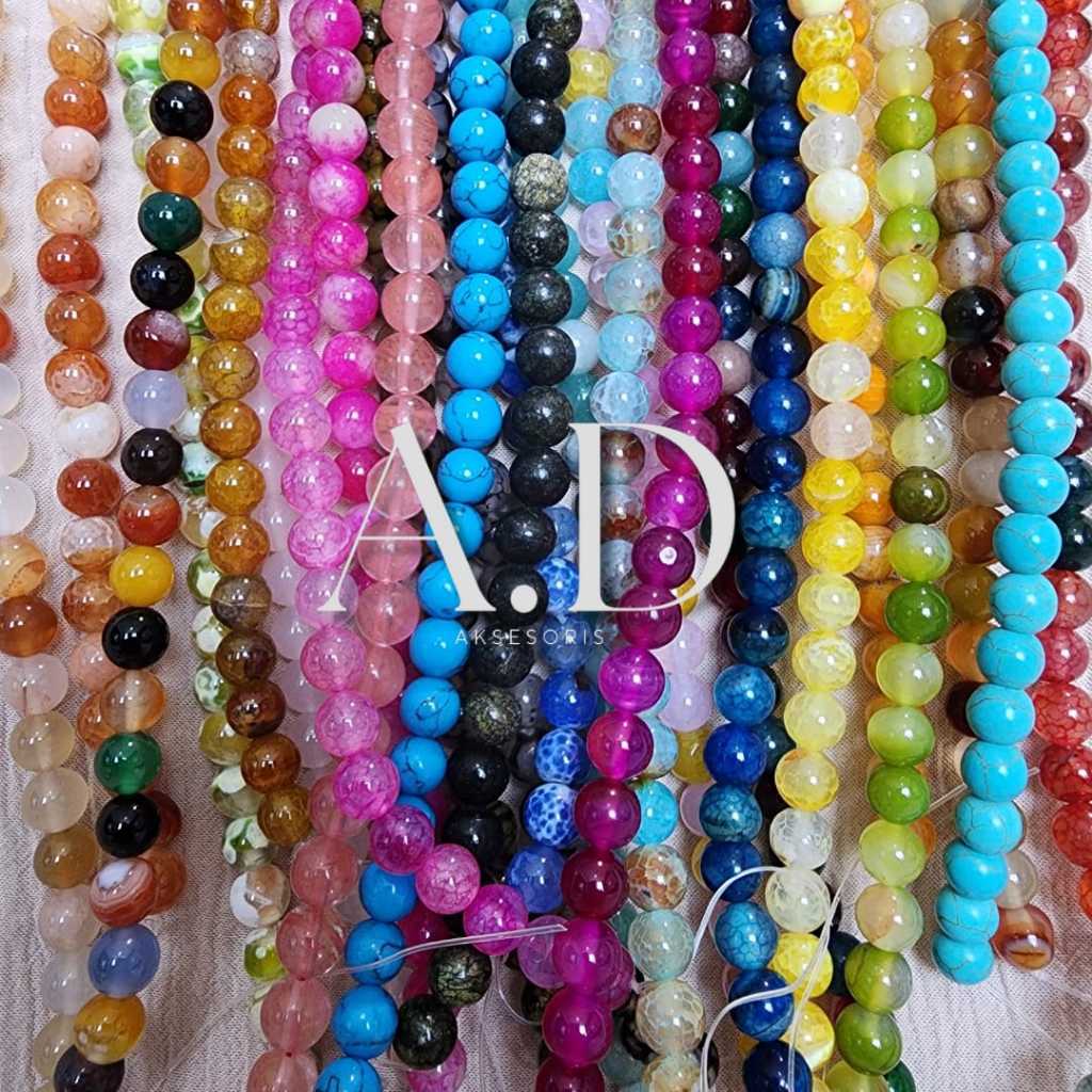 Jual Manik Batu Alam MIX WARNA 8mm Beads Stone BULAT | Shopee Indonesia