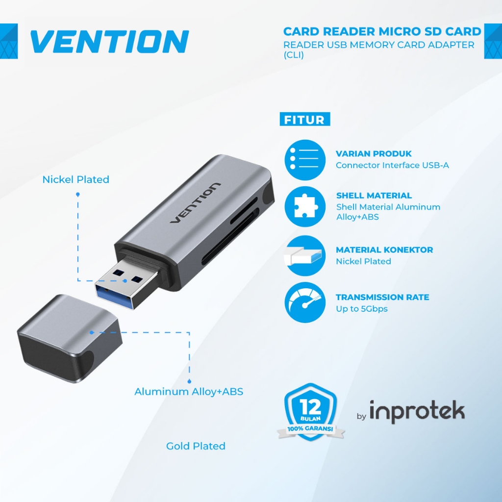 Jual Vention Card Reader Micro SD Card Reader USB Memory Card Adapter ...