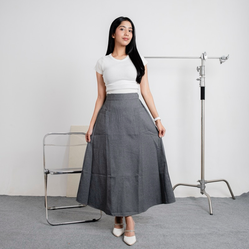 Jual Himari Skirt - Rok Flare Wanita - Rok Basic Polos - Maxi Skirt ...