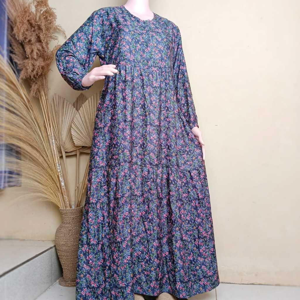 Jual Midi Dress Wanita Motif Terbaru Busui Gamis Adem Jumbo Rayon Premium | Shopee Indonesia