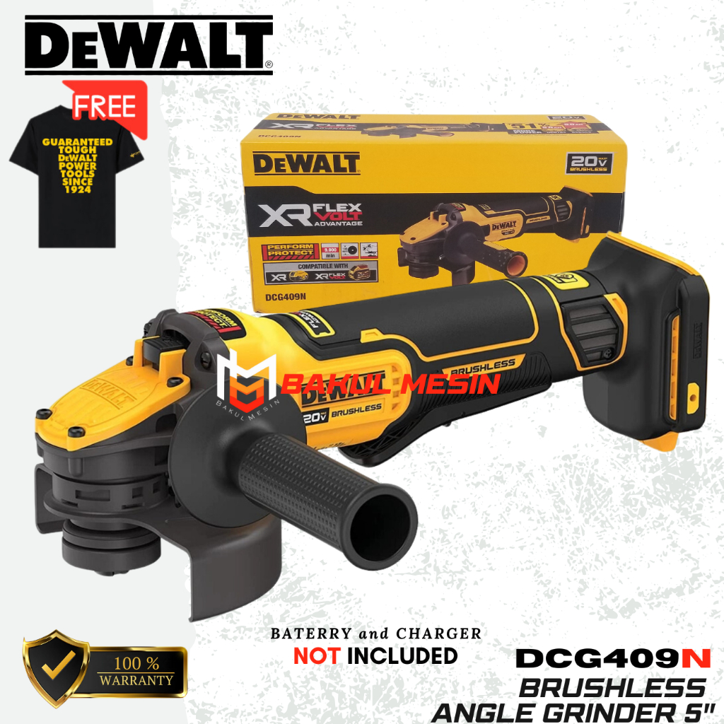 Jual Brushless Angle Grinder Gerinda Tangan Baterai 18/20V 5" DEWALT ...