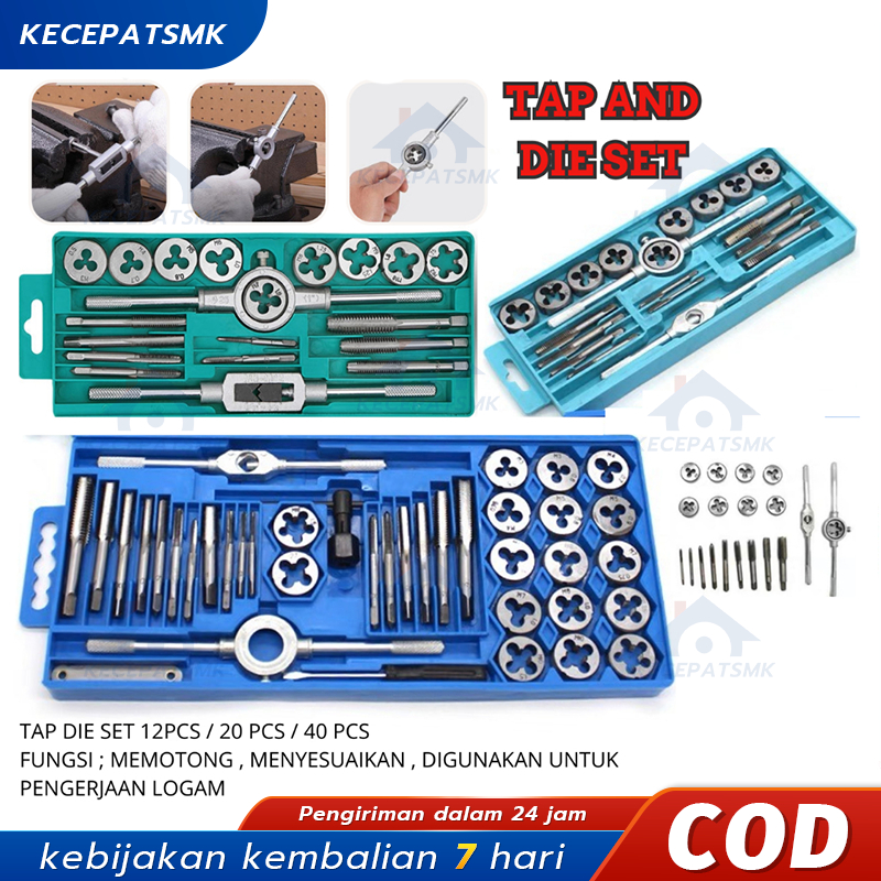 Jual Tap Die Set 8 20 pcs/Hand tap and die set Alat Snai dan Tap Ulir ...